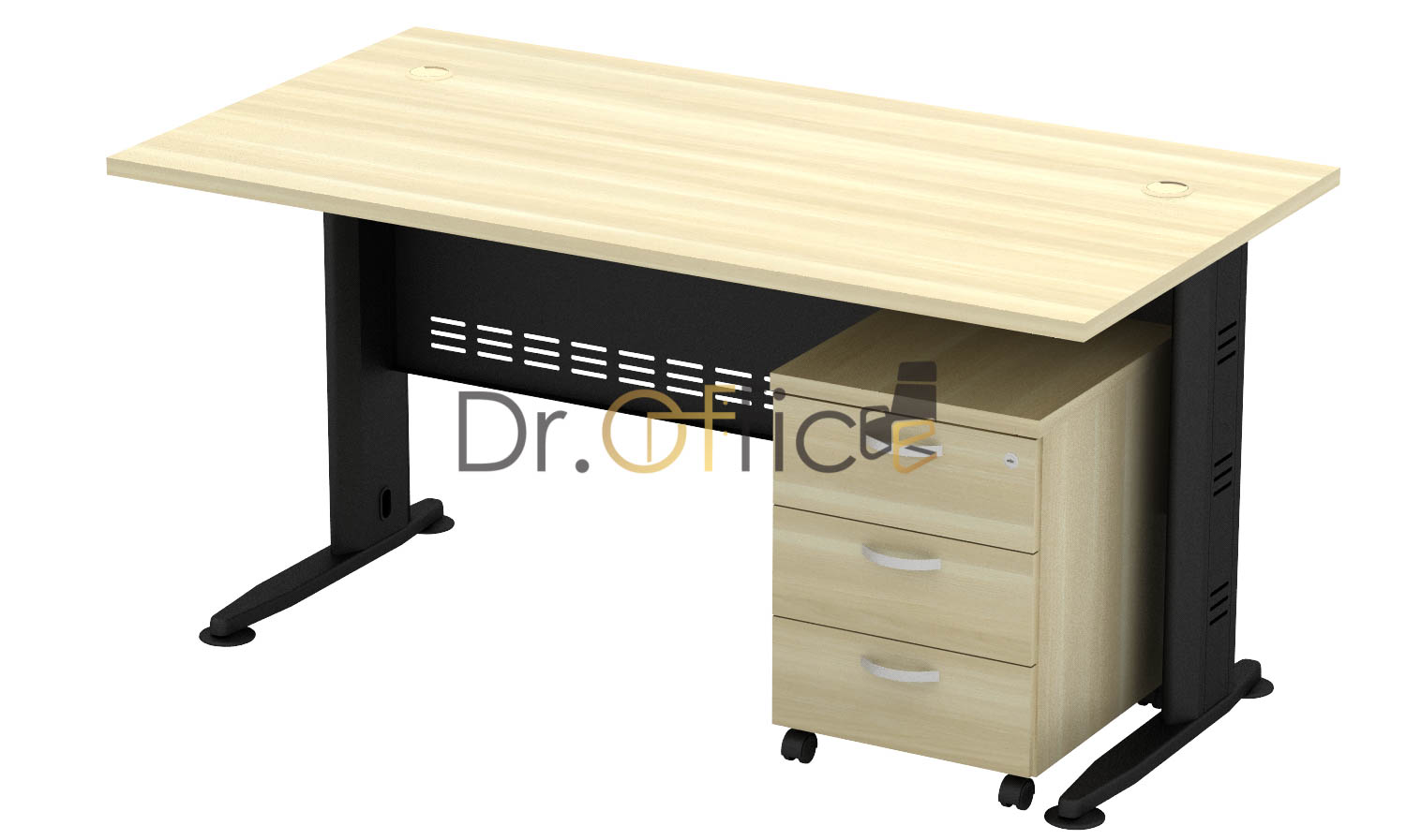 M-QT158-Q-YM3 BLACK STANDARD RECTANGULAR TABLE MOBILE DRAWER